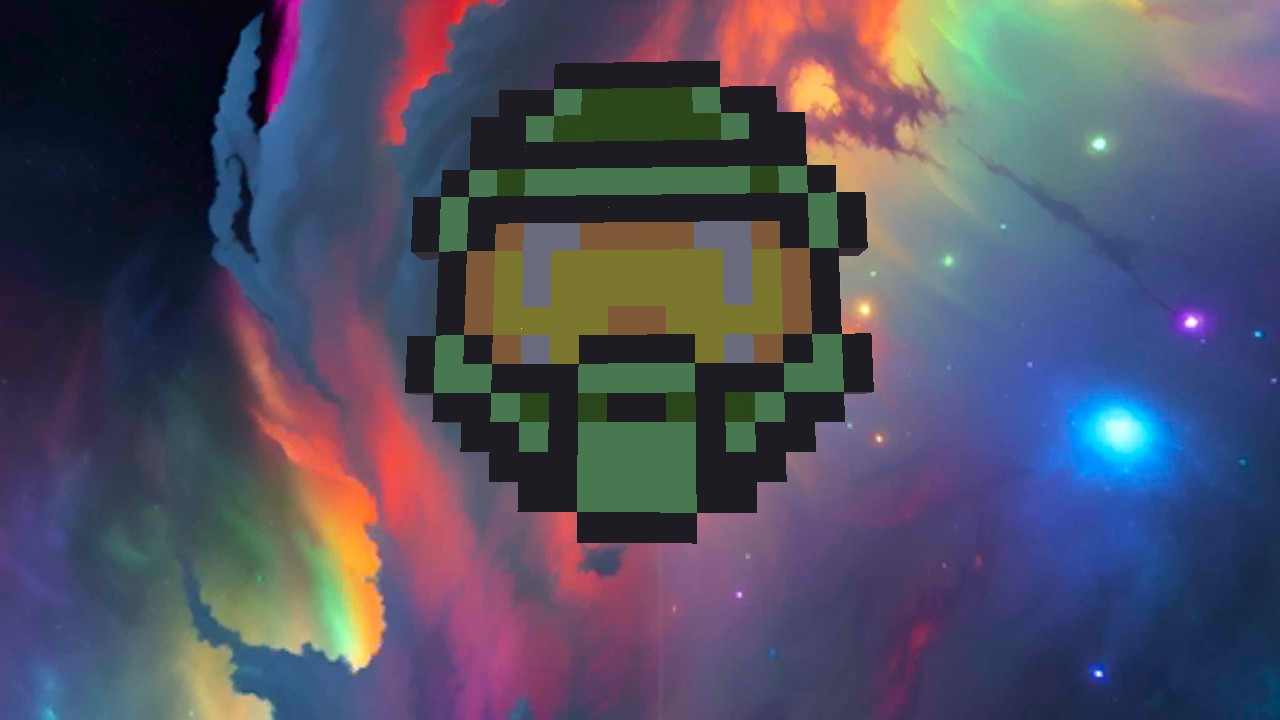 Chief Master Helmet Pixel Art - HiberWorld: Play, Create, Share.