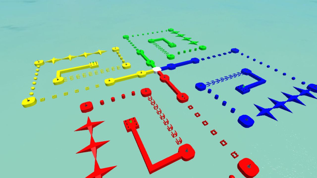 Red vs blue vs green vs yellow team - HiberWorld: Play, Create, Share.