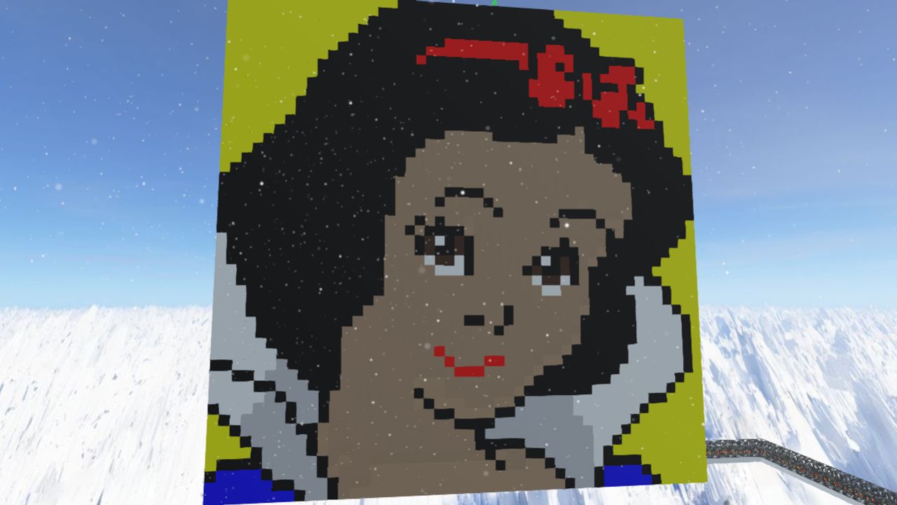 Showcase of snow-white pixel art with roller coaster ride🎢 - HiberWorld ...