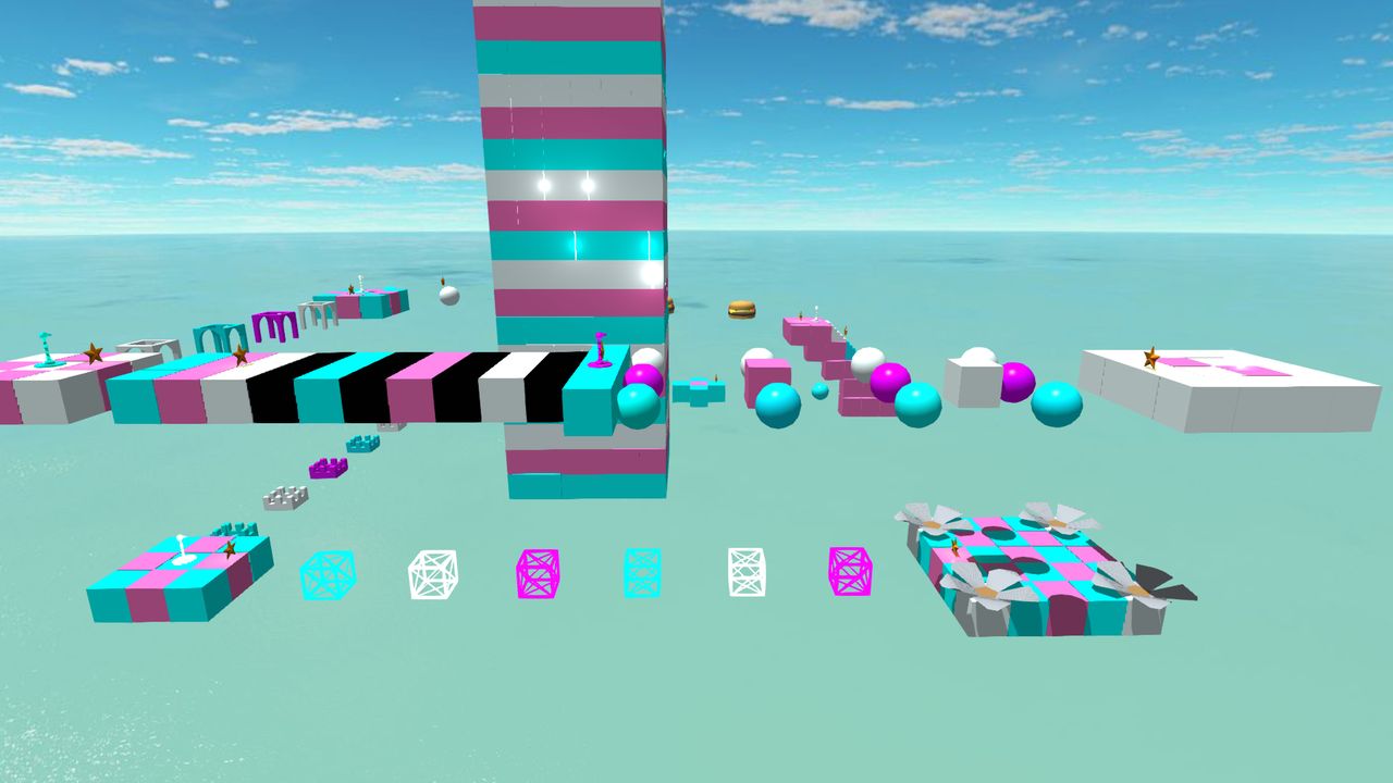 Pink and blue Obby with a long droper - HiberWorld: Play, Create, Share.