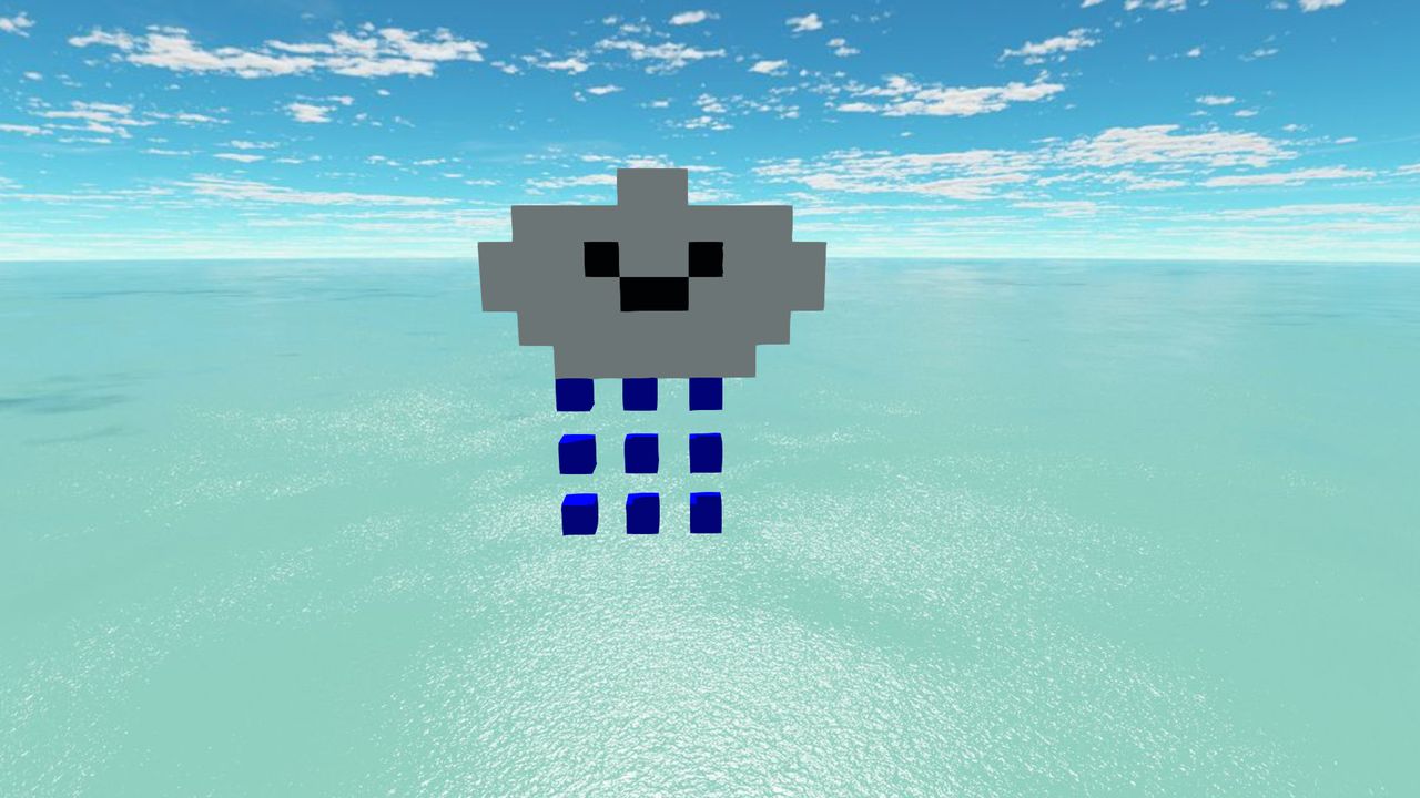 Sad cloud pixel art - HiberWorld: Play, Create, Share.